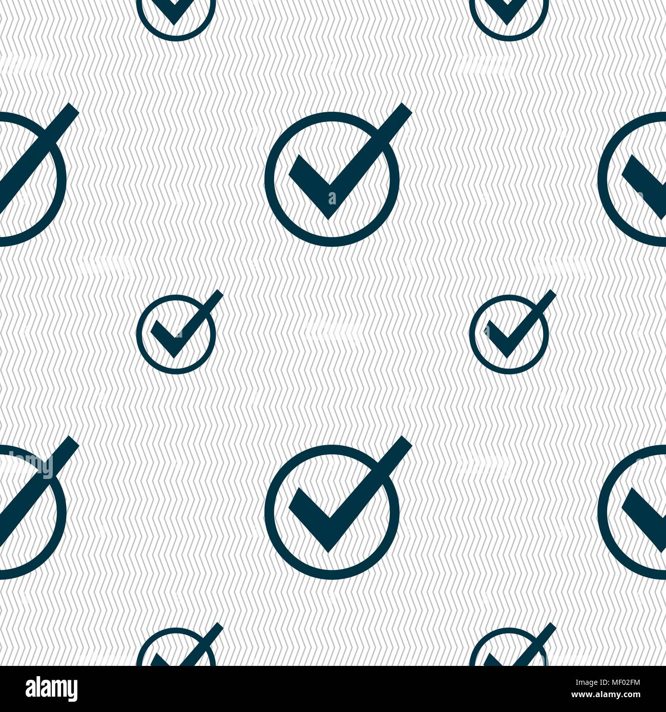 Check mark, tik icon sign. Seamless pattern with geometric texture ...