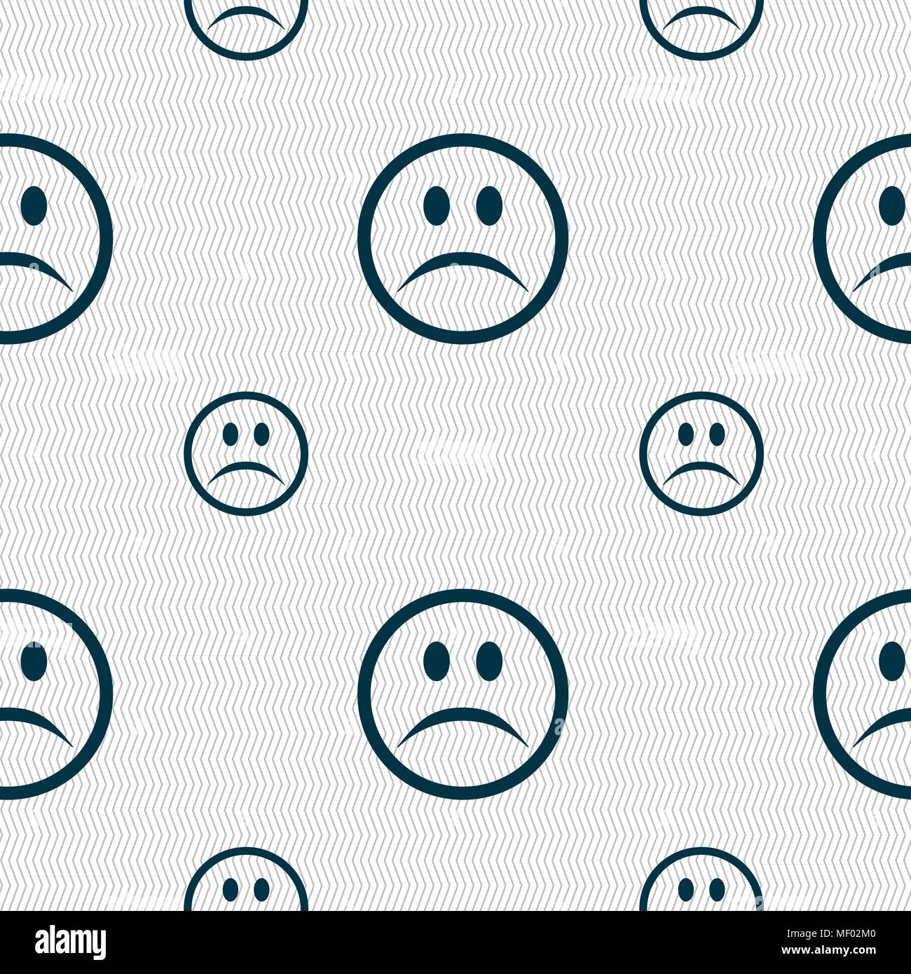 Sad face, Sadness depression icon sign. Seamless pattern with geometric ...
