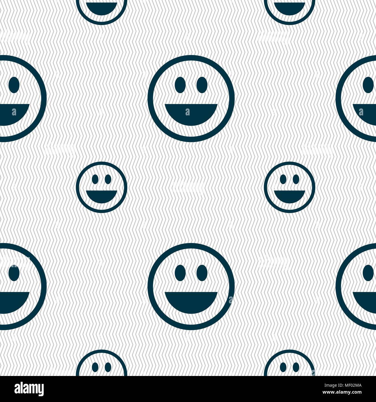 funny Face icon sign. Seamless pattern with geometric texture. Vector ...