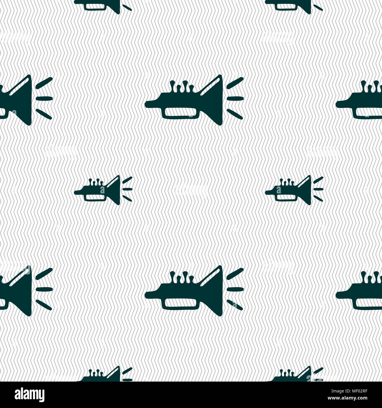 trumpet, brass instrument icon sign. Seamless pattern with geometric ...