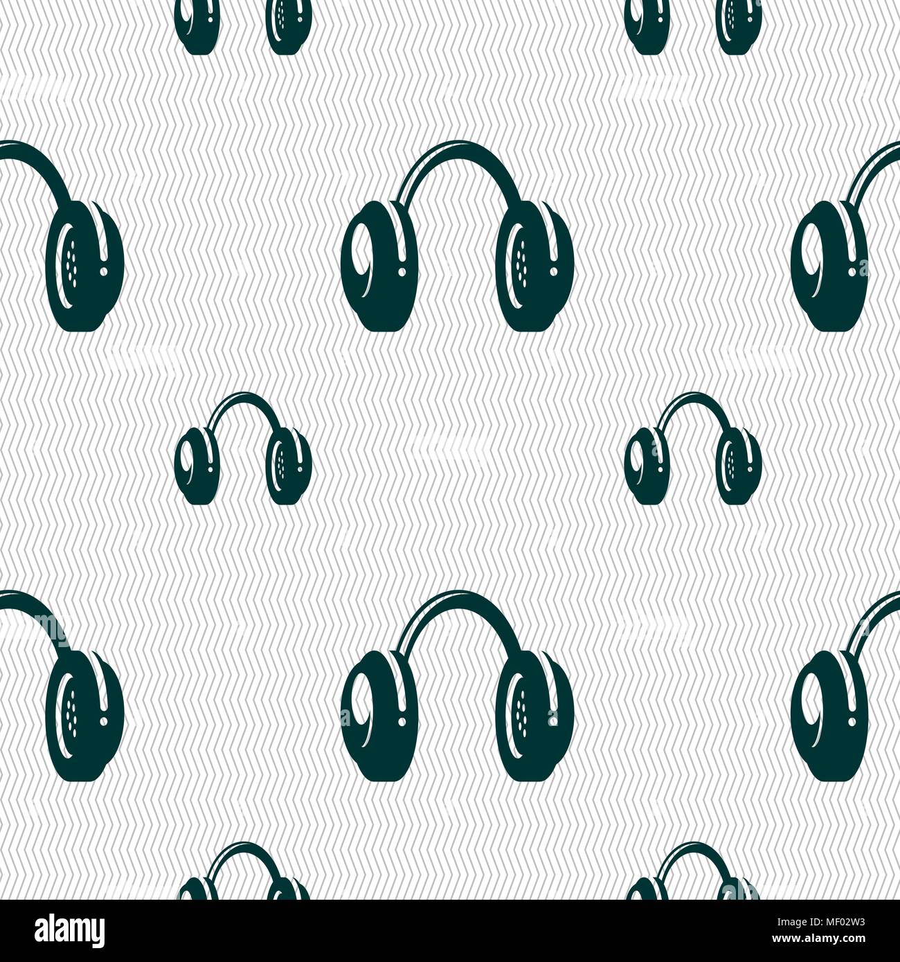 headsets icon sign. Seamless pattern with geometric texture. Vector ...