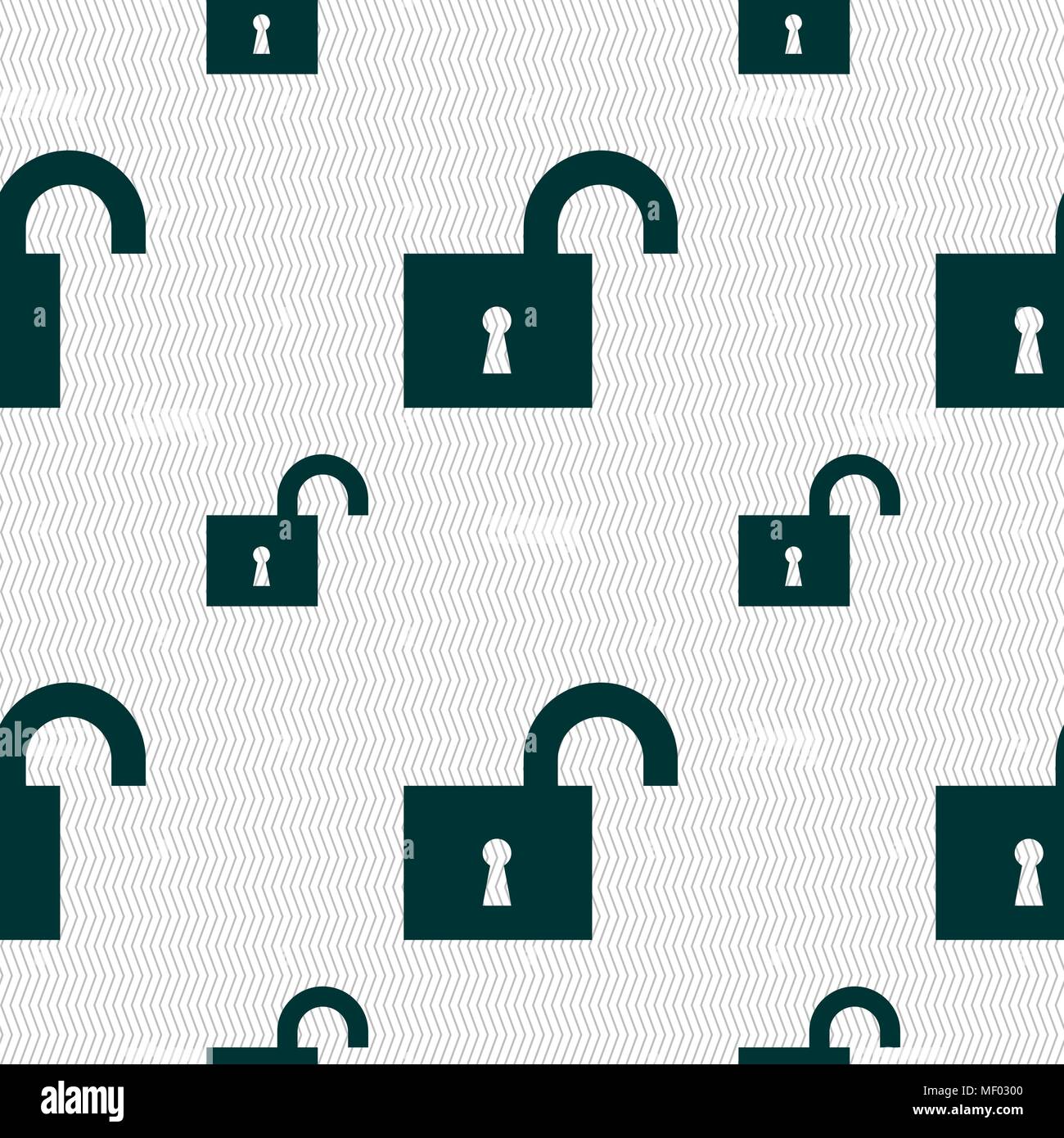 open lock icon sign. Seamless pattern with geometric texture. Vector ...