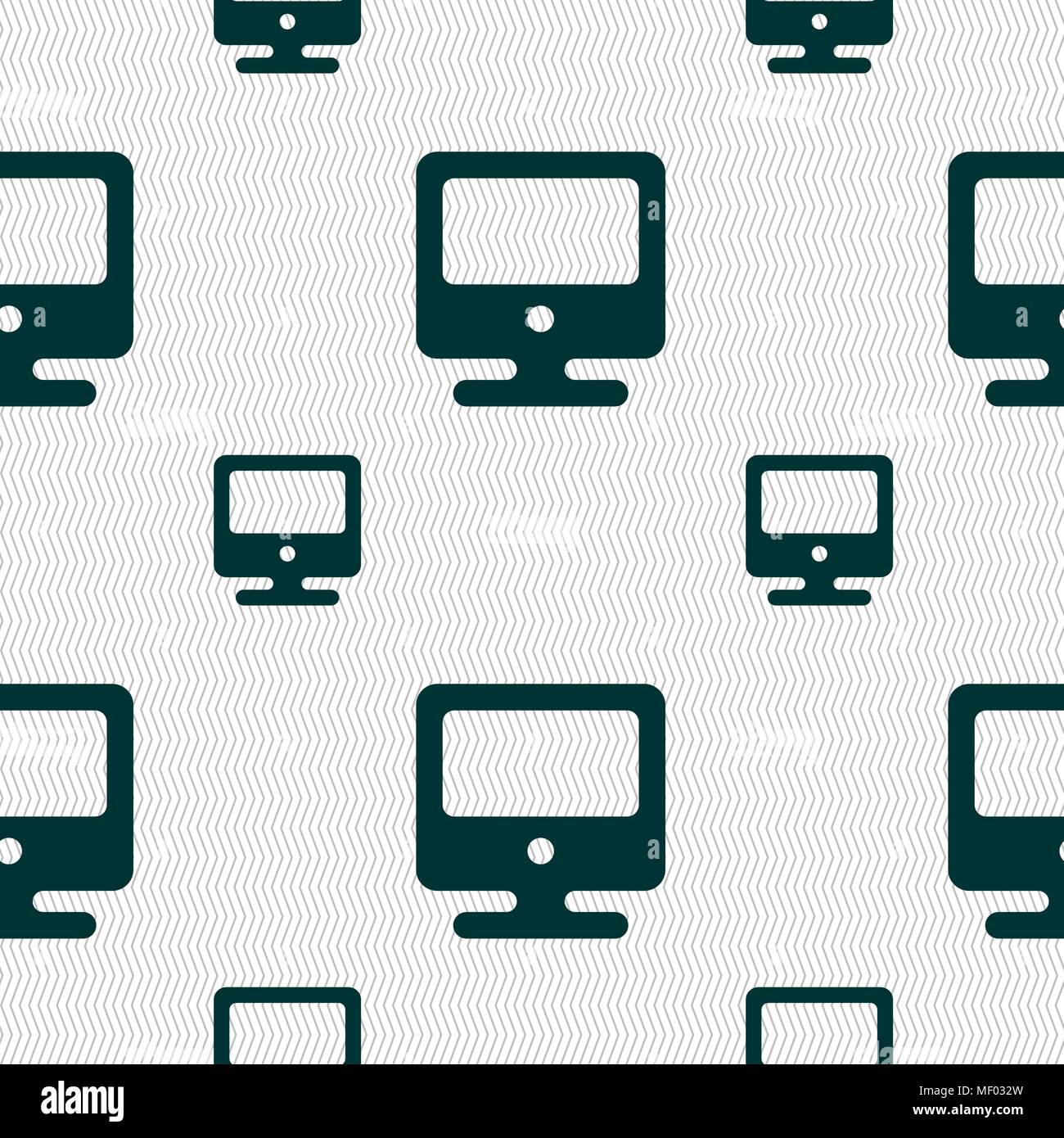 monitor icon sign. Seamless pattern with geometric texture. Vector ...