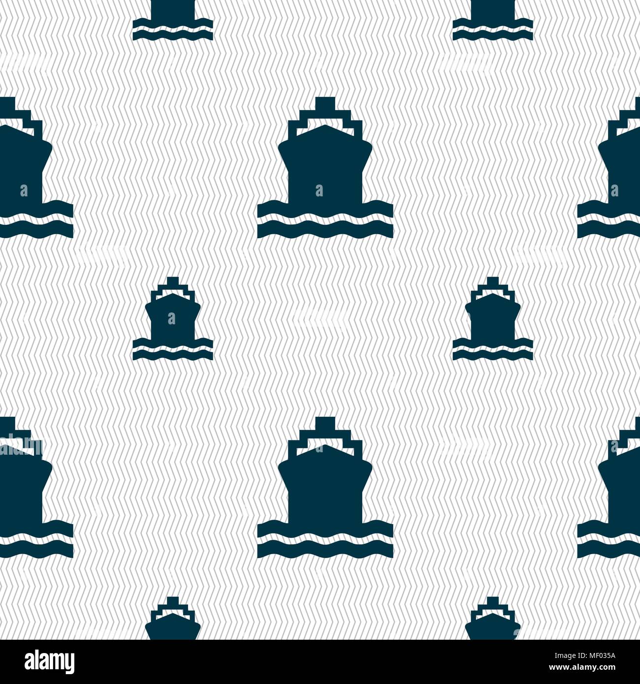 ship icon sign. Seamless pattern with geometric texture. Vector ...
