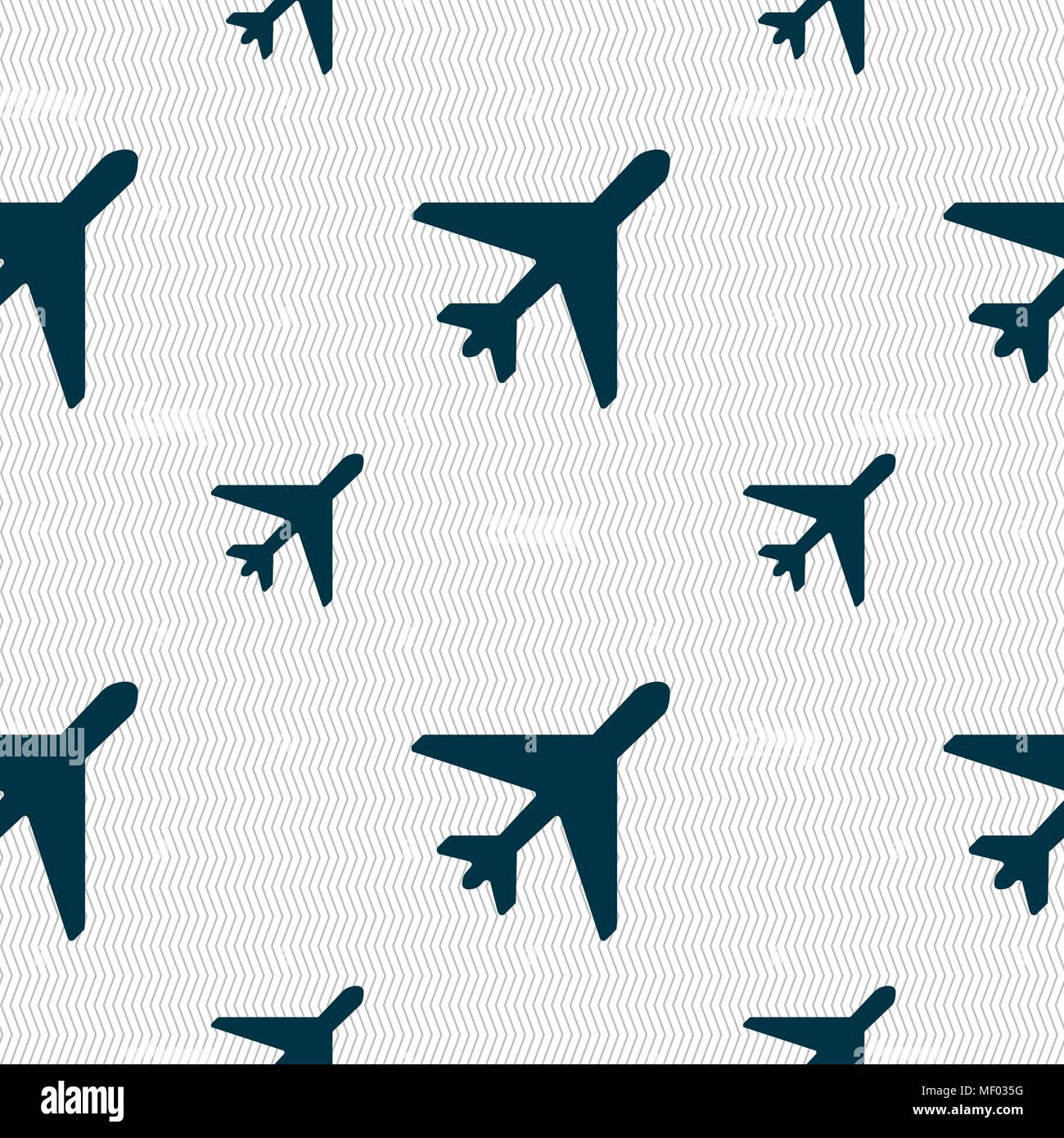 airplane icon sign. Seamless pattern with geometric texture. Vector ...
