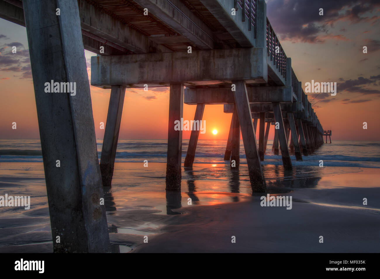 Pier at Sunrise Stock Photo - Alamy