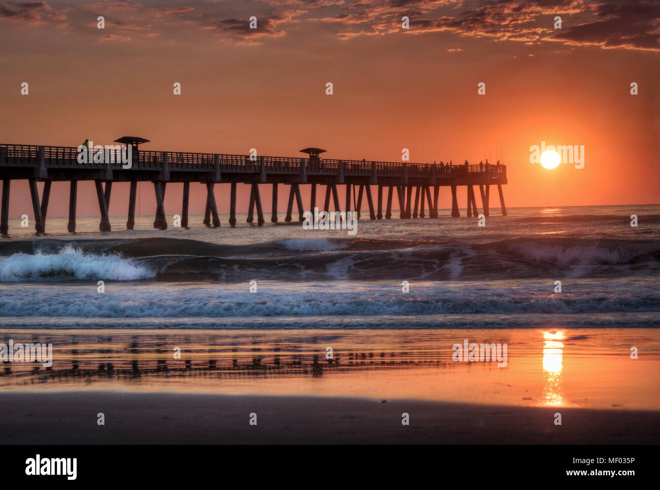 Pier at Sunrise Stock Photo - Alamy