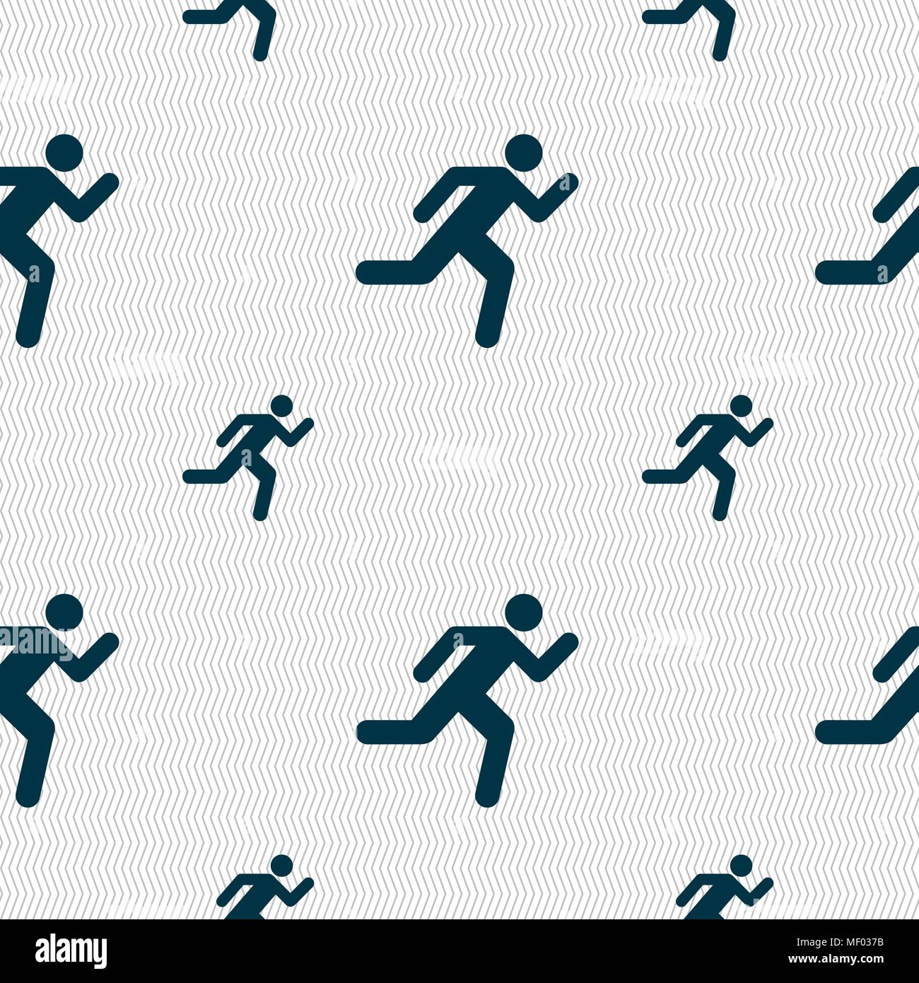 running man icon sign. Seamless pattern with geometric texture. Vector ...