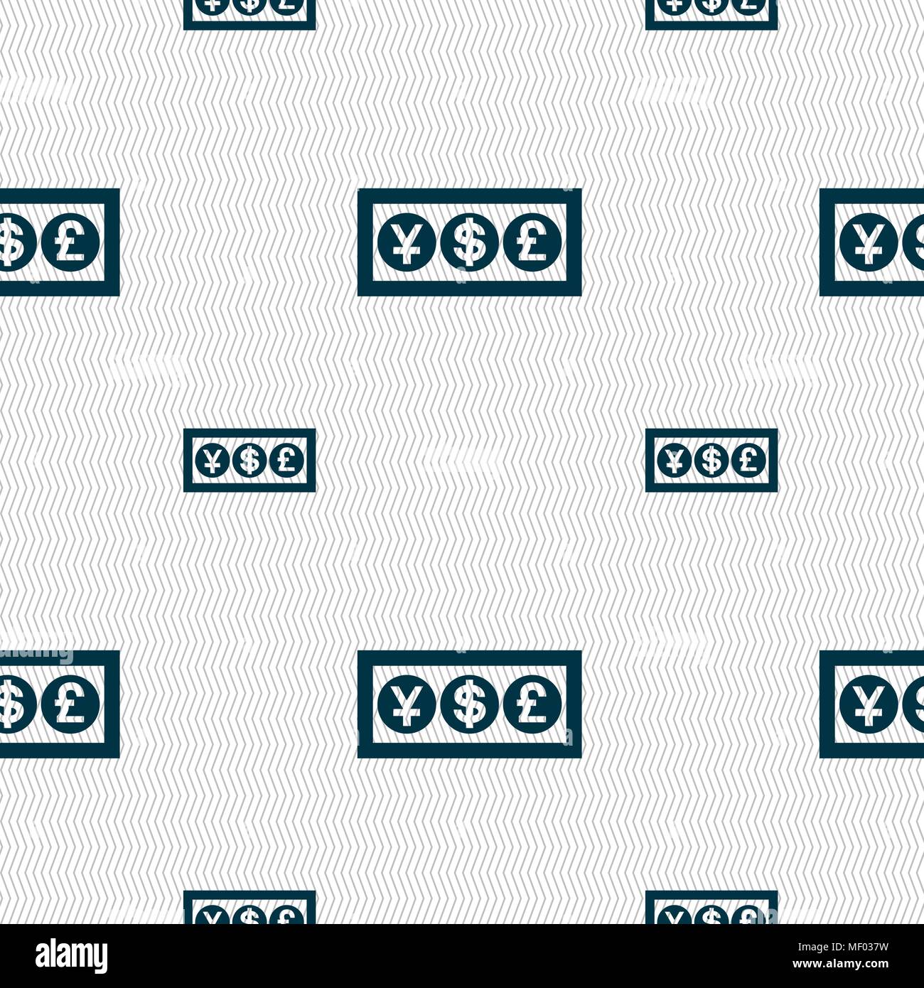 Cash currency icon sign. Seamless pattern with geometric texture ...