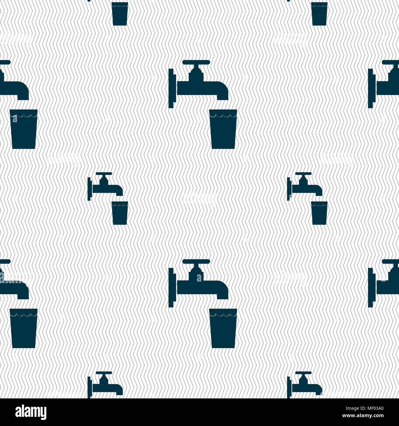 faucet, glass, water icon sign. Seamless pattern with geometric texture ...