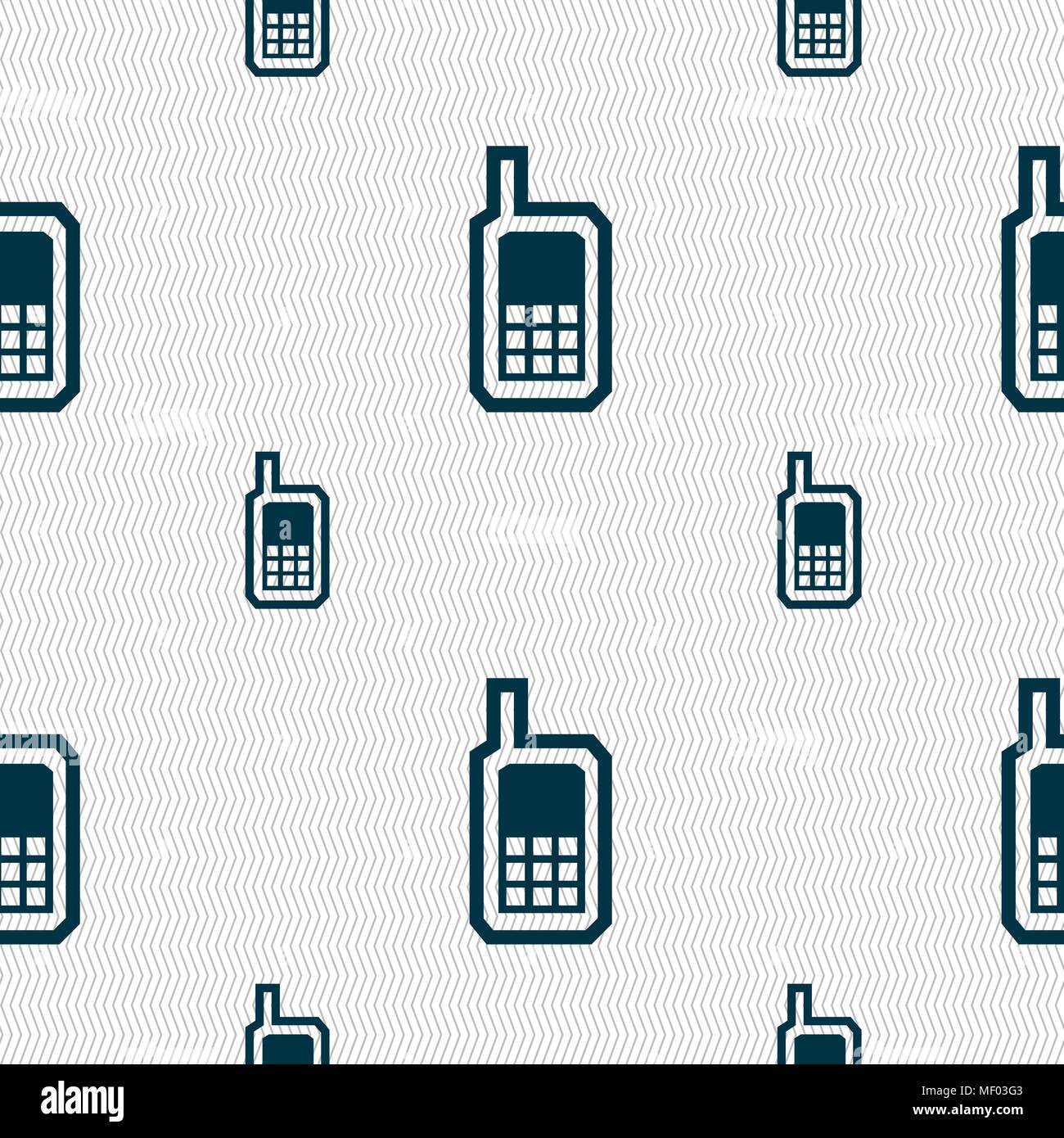 Mobile phone icon sign. Seamless pattern with geometric texture. Vector ...