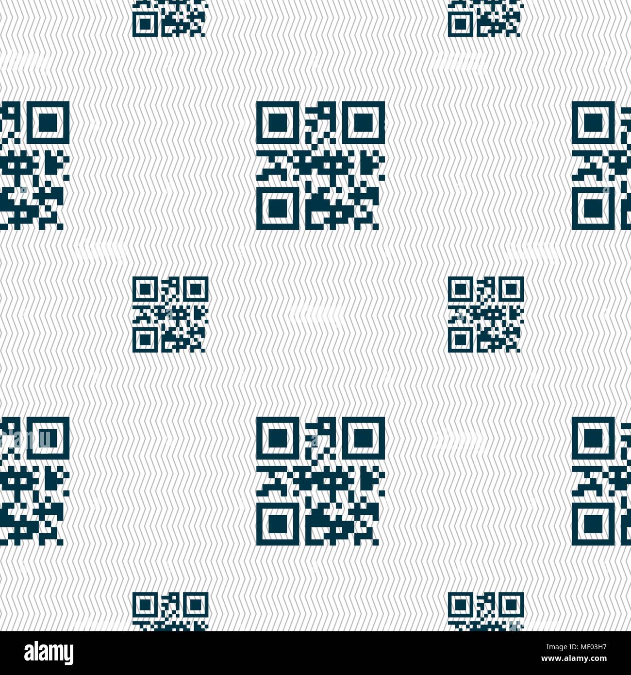 Qr code icon sign. Seamless pattern with geometric texture. Vector ...