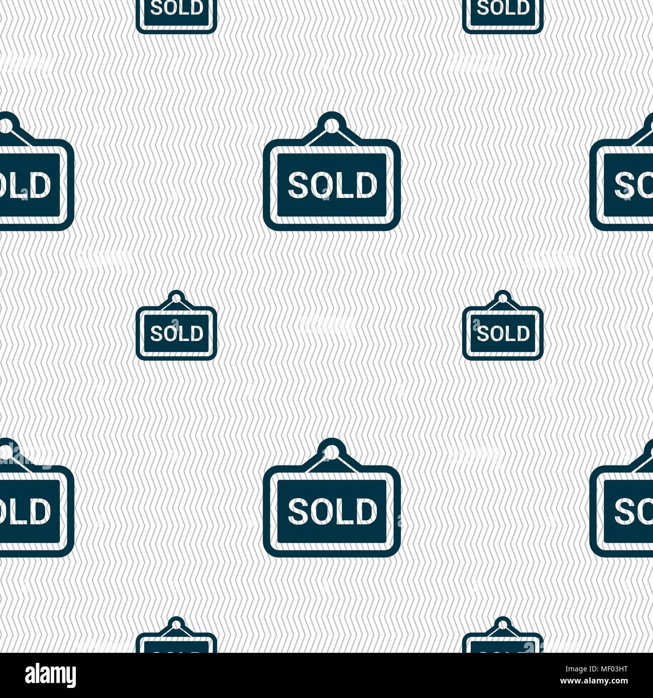 Sold icon sign. Seamless pattern with geometric texture. Vector ...