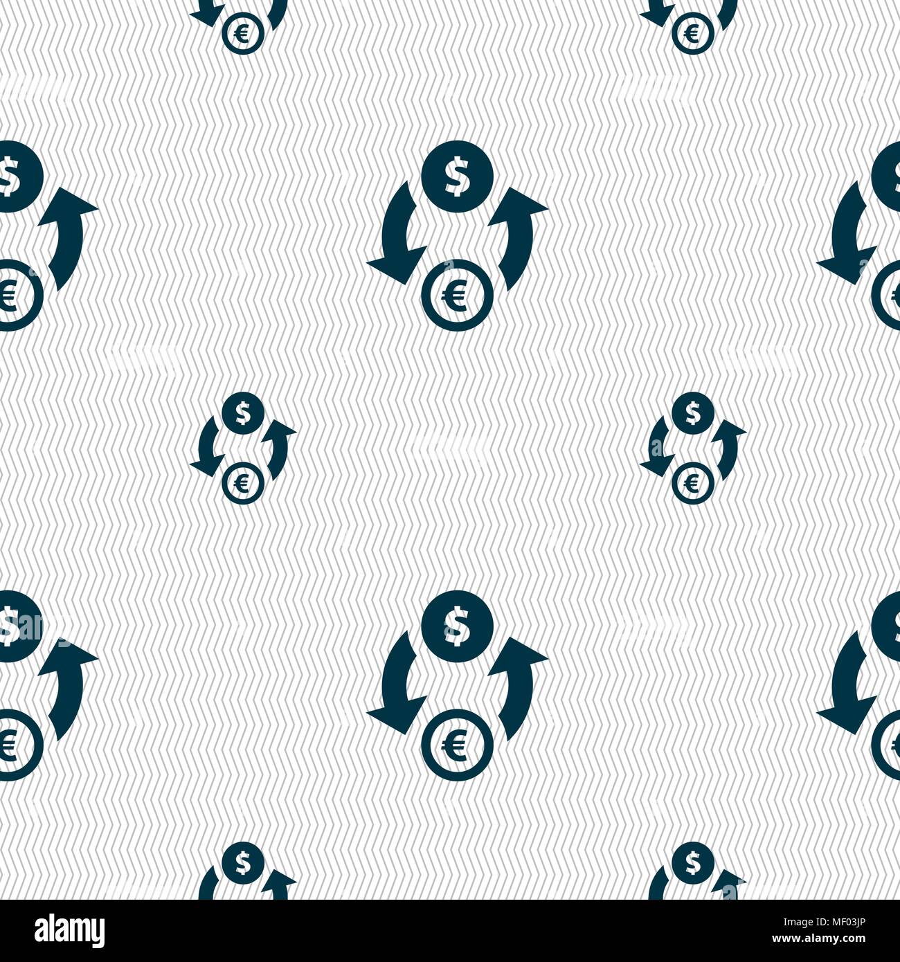Currency exchange icon sign. Seamless pattern with geometric texture ...