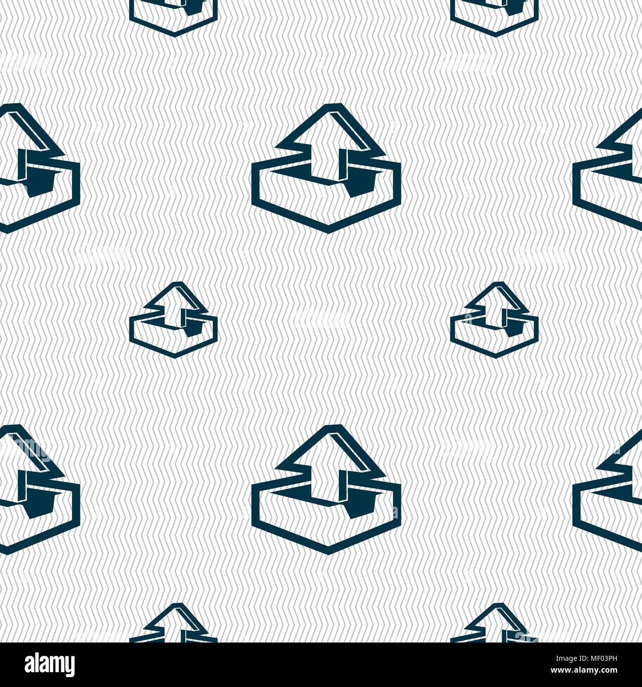 Upload icon sign. Seamless pattern with geometric texture. Vector ...