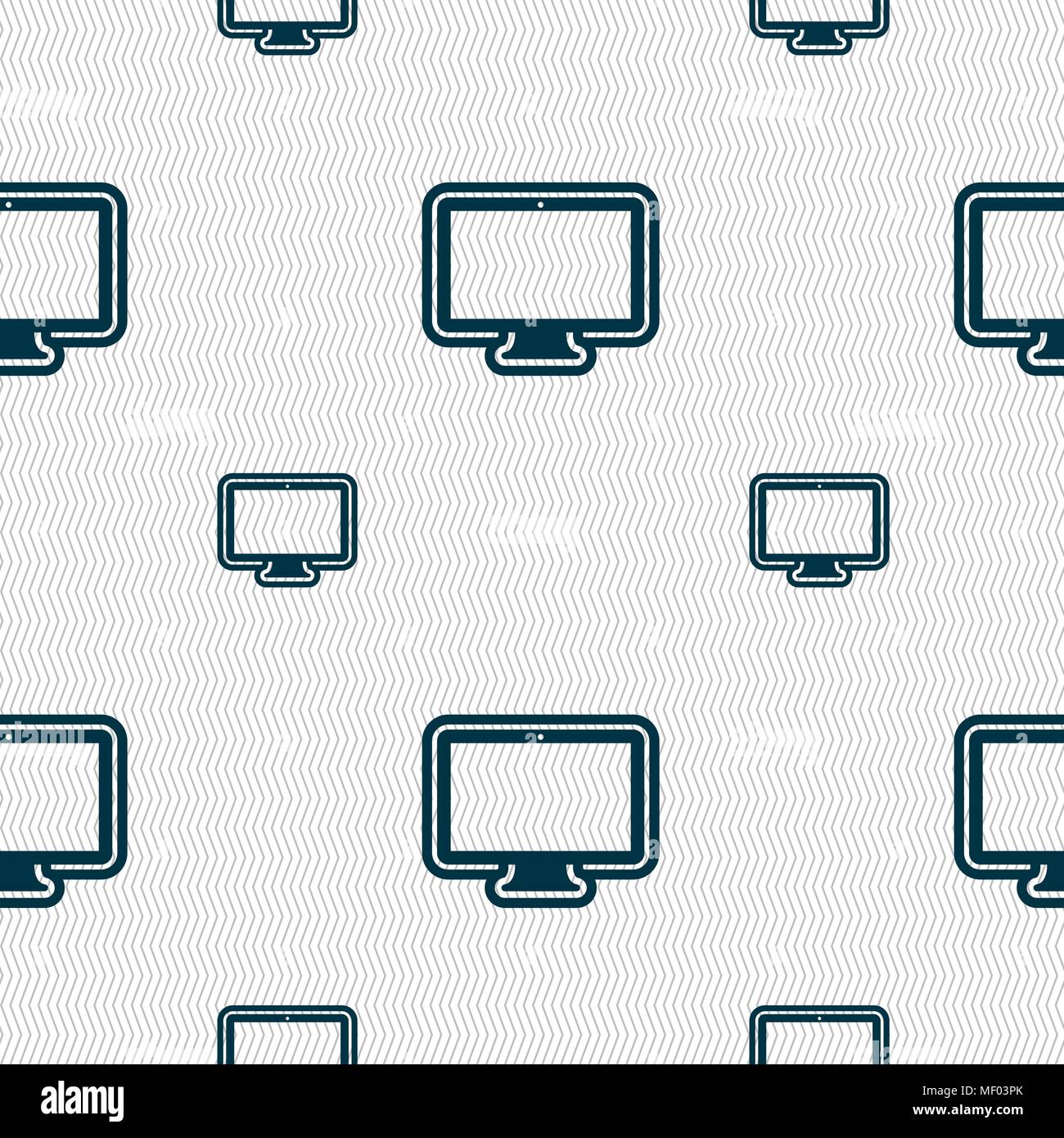 monitor icon sign. Seamless pattern with geometric texture. Vector ...