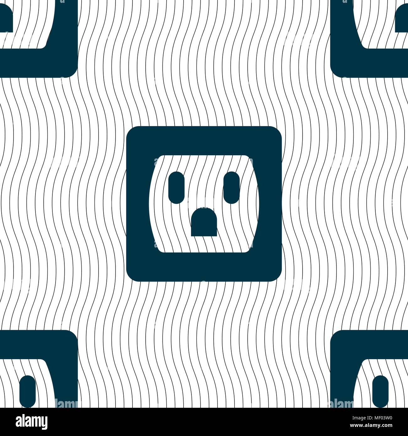 Electric plug, Power energy icon sign. Seamless pattern with geometric ...