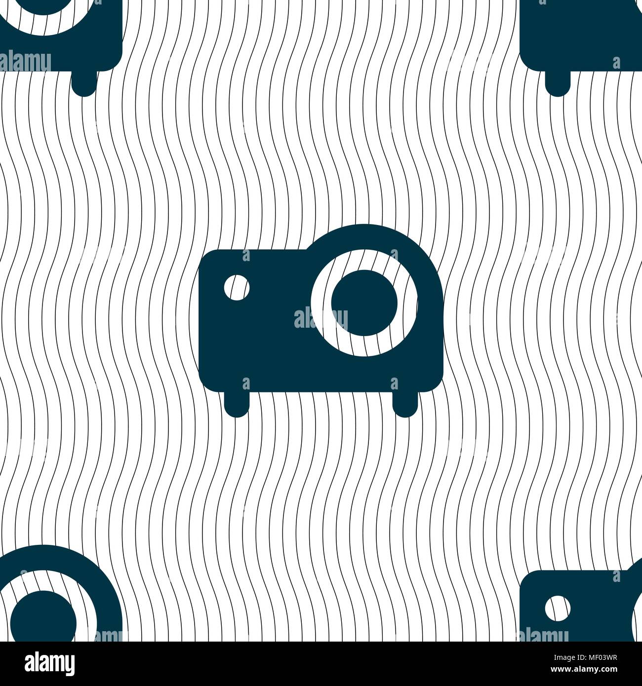 projector icon sign. Seamless pattern with geometric texture. Vector ...