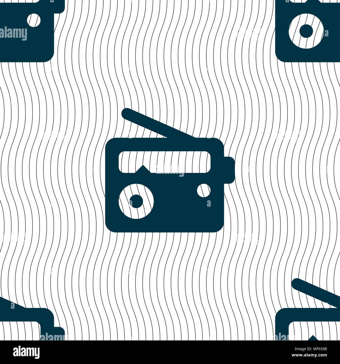 Retro Radio icon sign. Seamless pattern with geometric texture. Vector ...