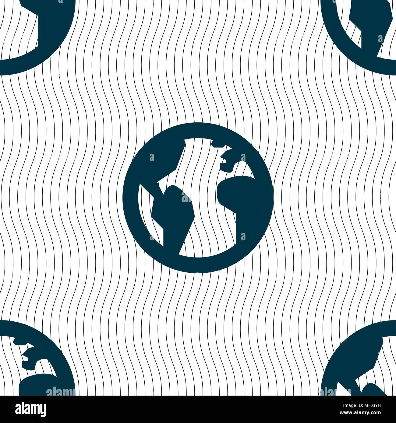 Globe, World map geography icon sign. Seamless pattern with geometric ...