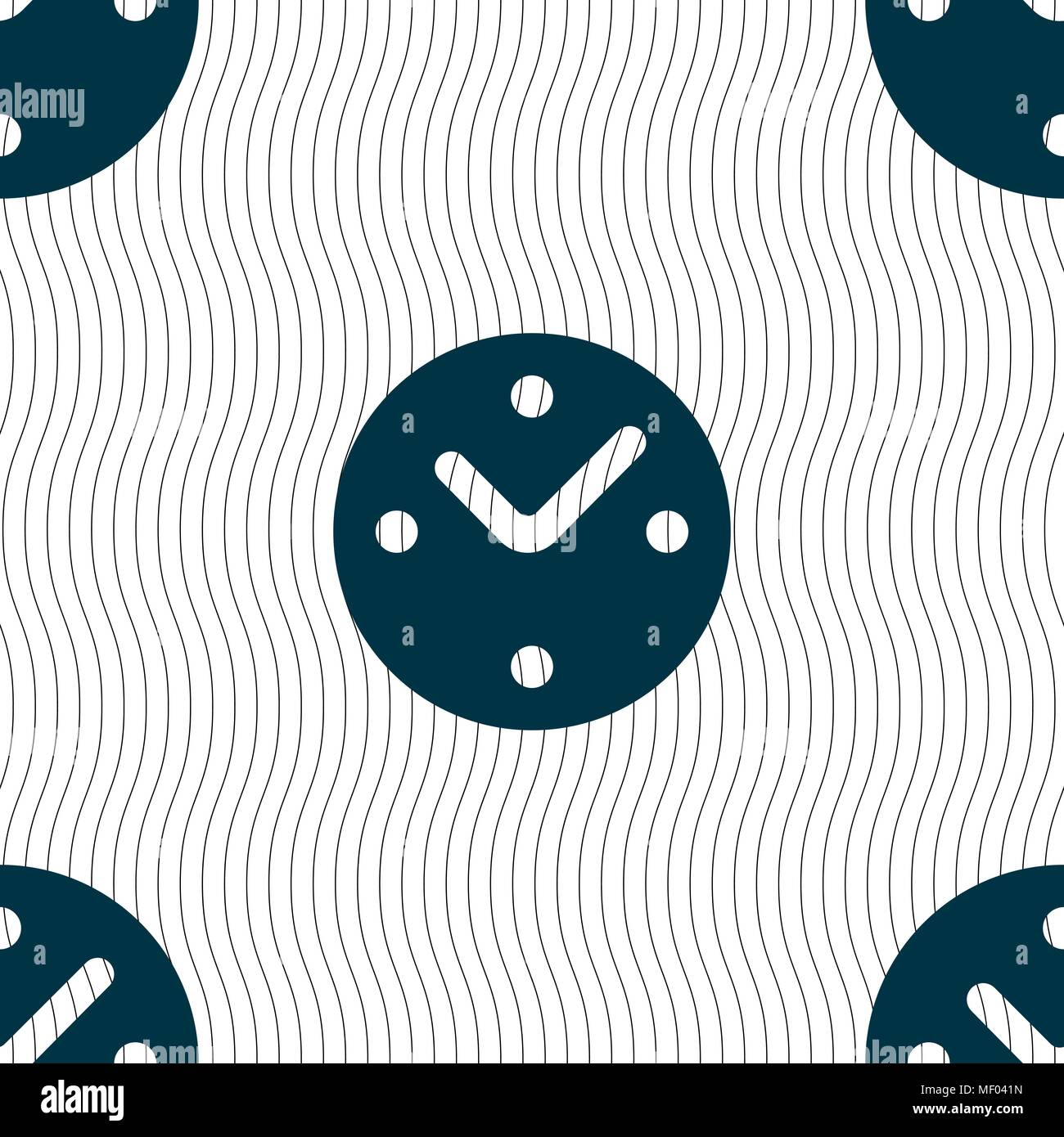 Mechanical Clock icon sign. Seamless pattern with geometric texture ...