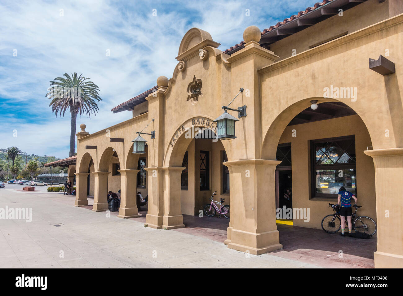 The historic Santa Barbara, California train station with its Spanish ...