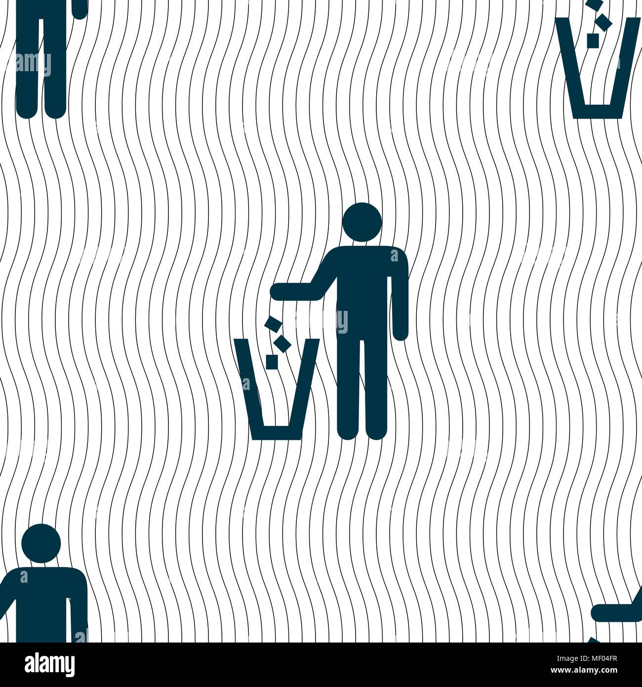 throw away the trash icon sign. Seamless pattern with geometric texture ...