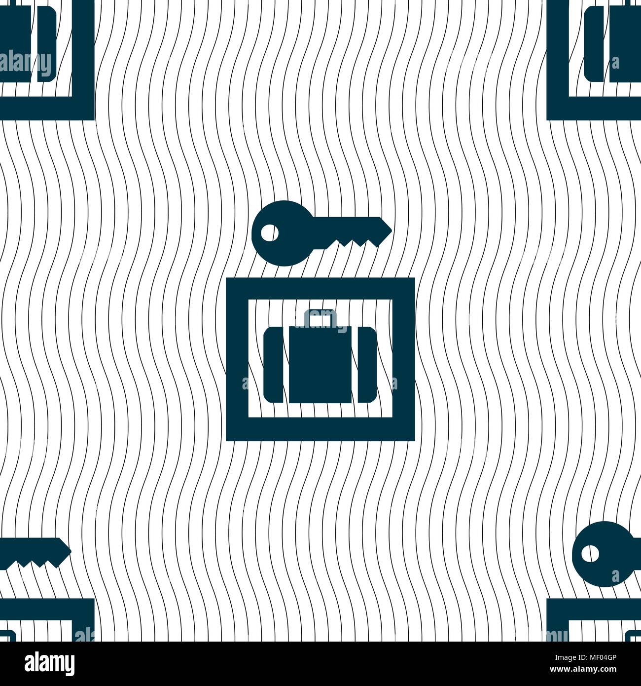 Luggage Storage icon sign. Seamless pattern with geometric texture ...