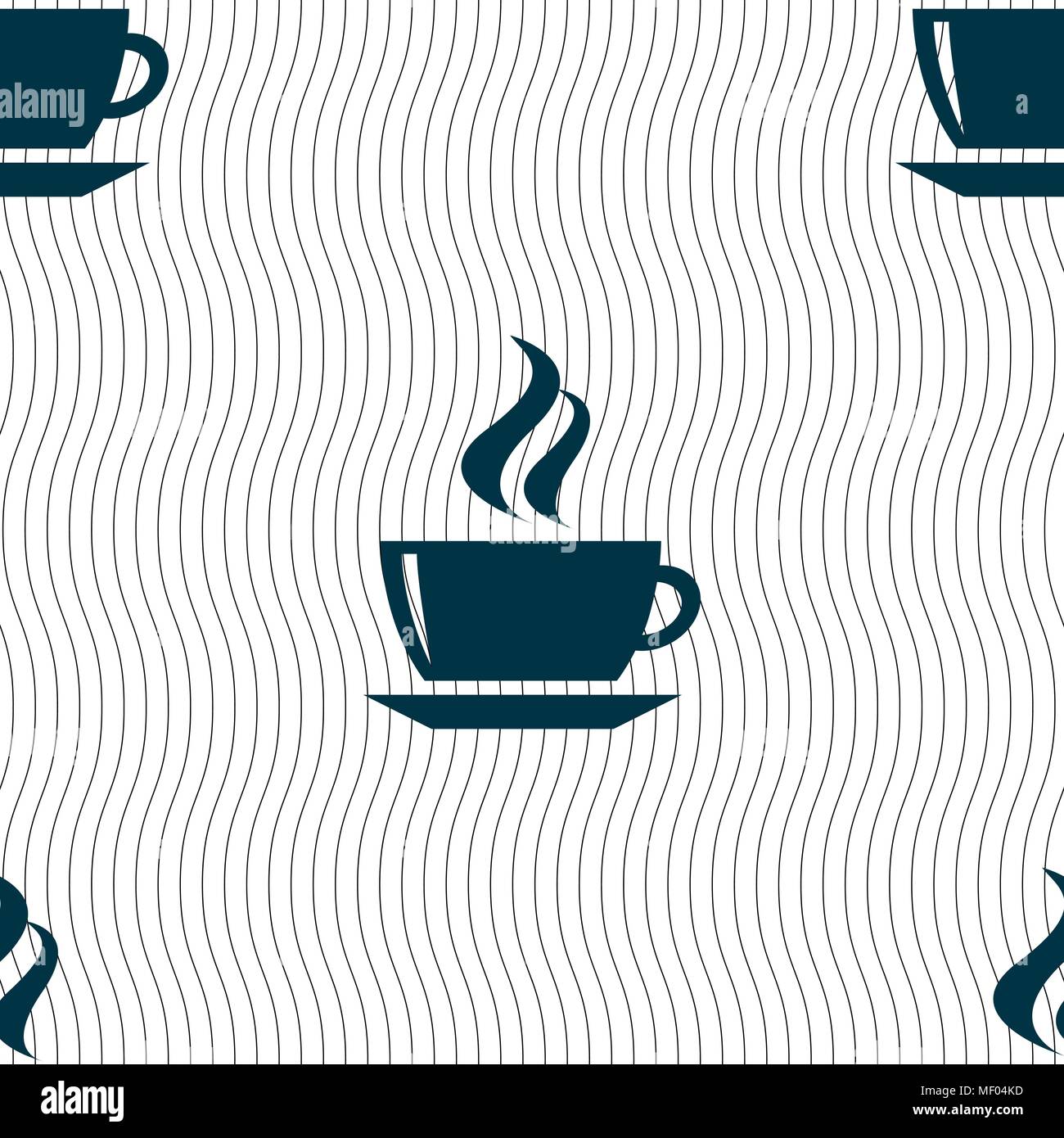 tea, coffee icon sign. Seamless pattern with geometric texture. Vector ...