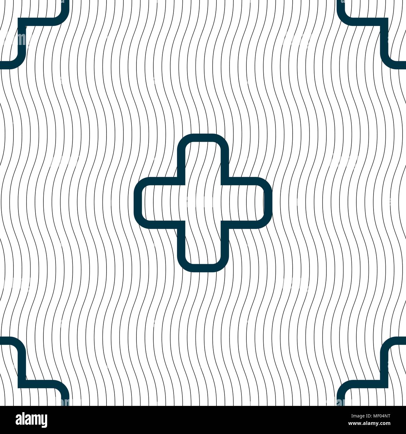 Plus icon sign. Seamless pattern with geometric texture. Vector ...