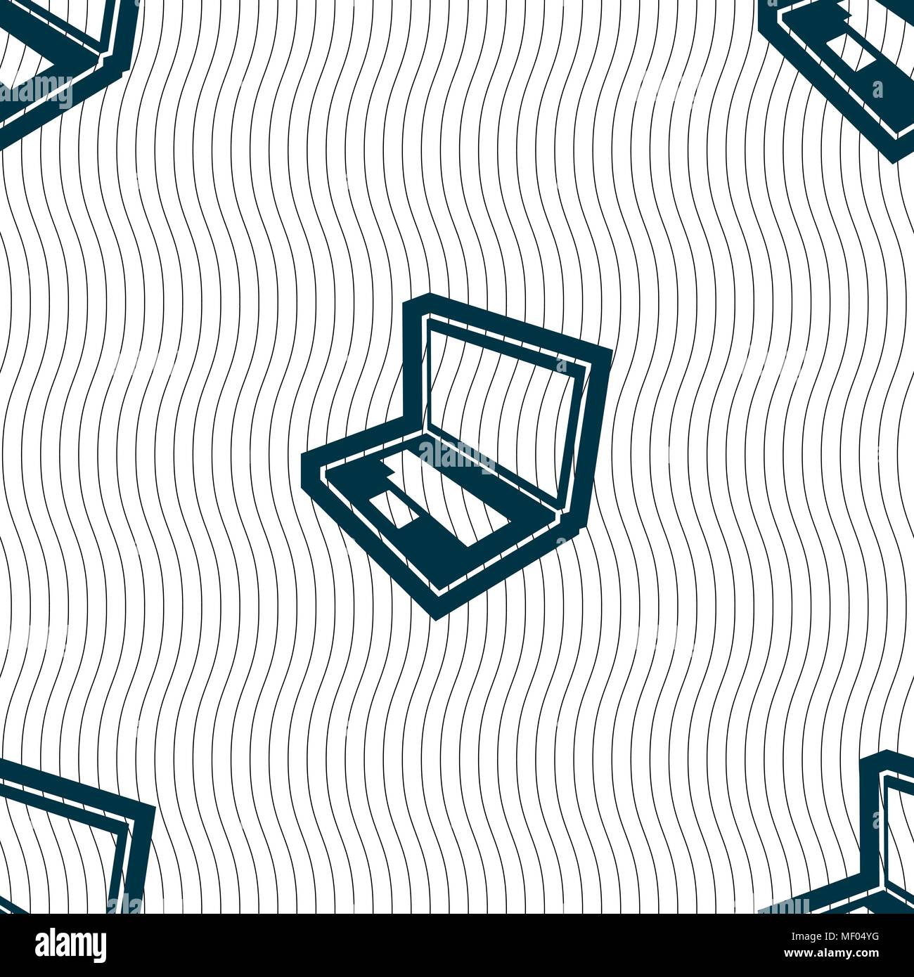 Laptop icon sign. Seamless pattern with geometric texture. Vector ...