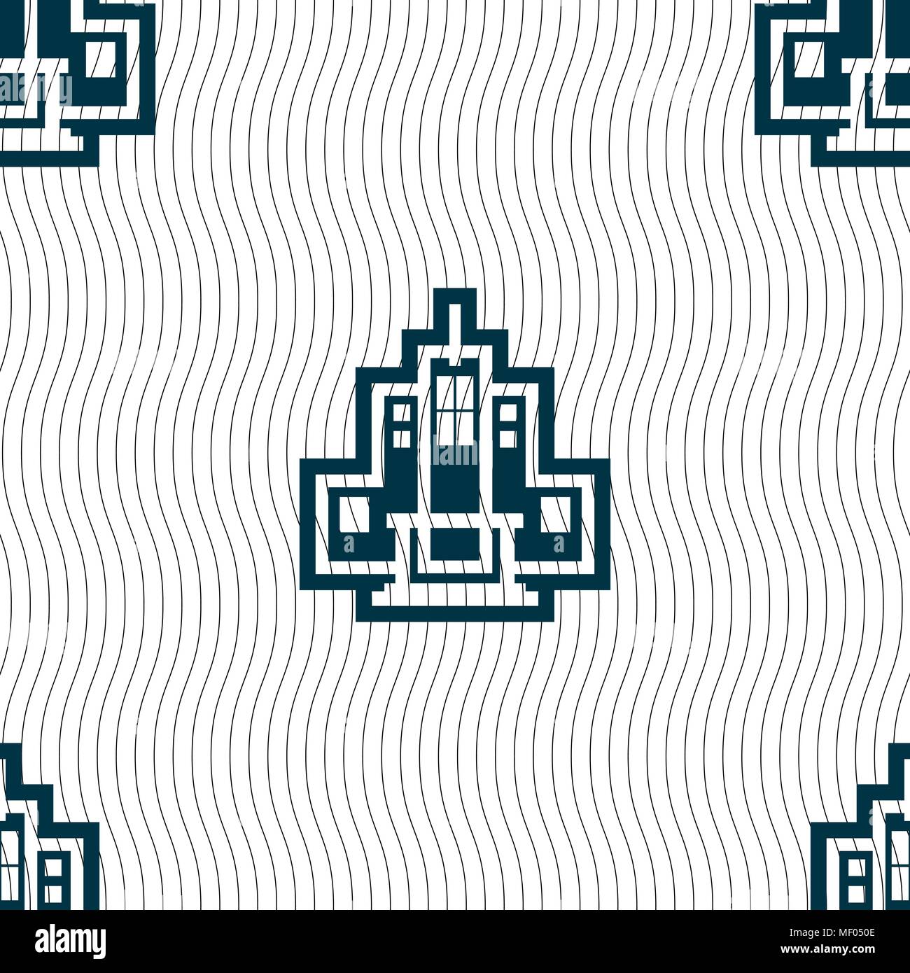 skyscraper icon sign. Seamless pattern with geometric texture. Vector ...