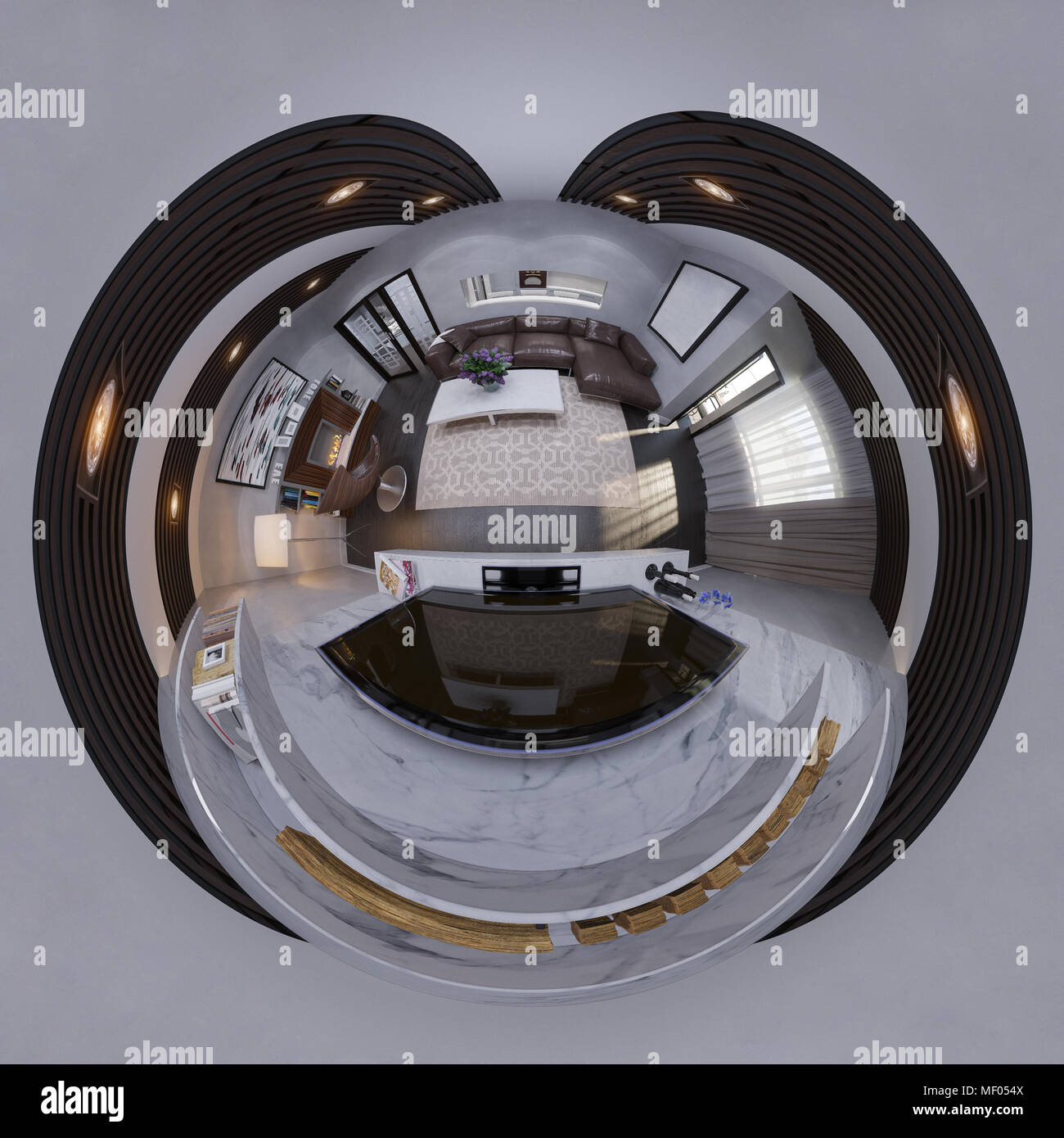 3d illustration 360 degree spherical seamless panorama of the interior ...