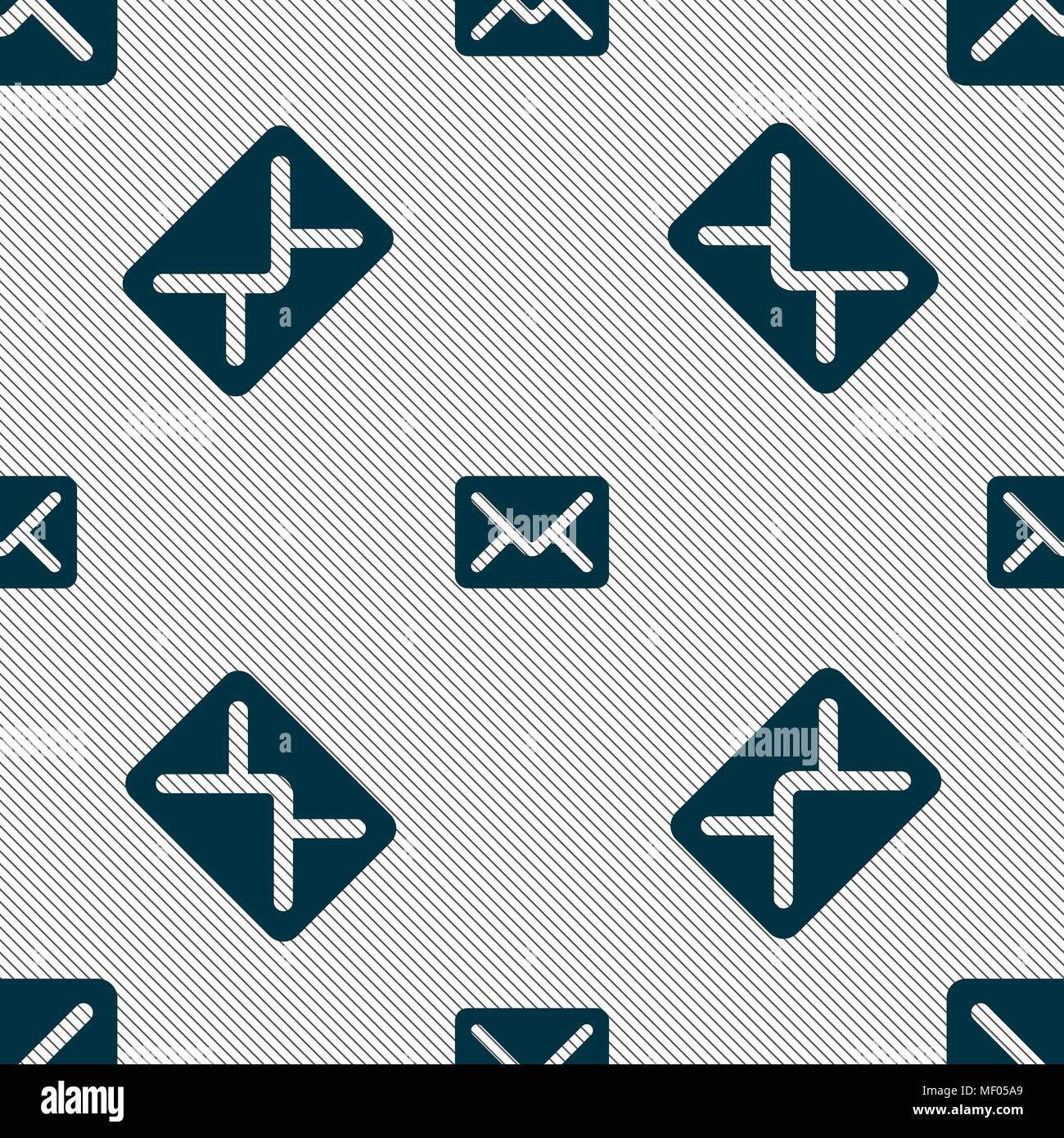 Mail, envelope, letter icon sign. Seamless pattern with geometric ...