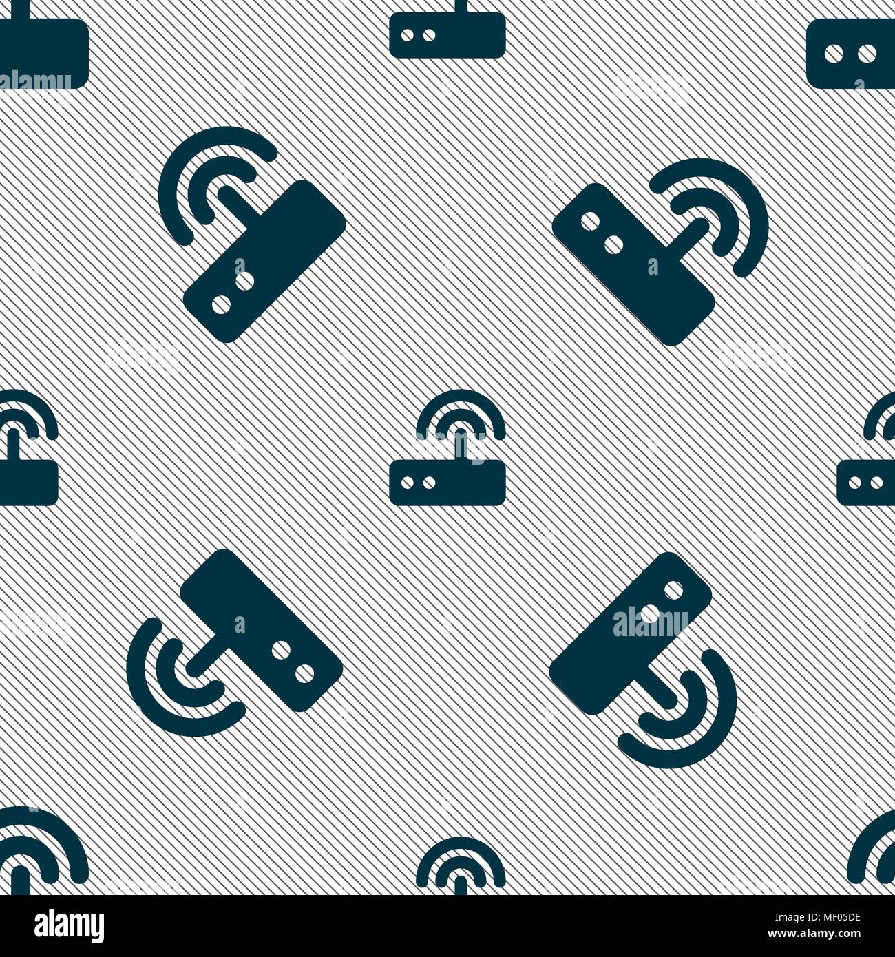 Wi fi router icon sign. Seamless pattern with geometric texture. Vector ...