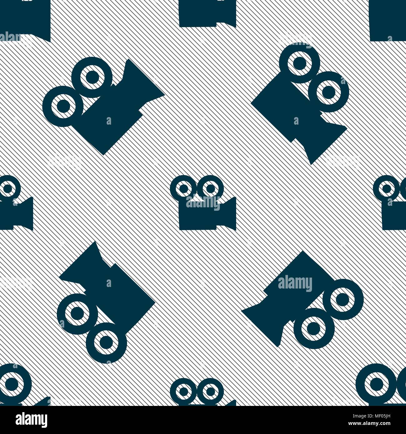 video camera icon sign. Seamless pattern with geometric texture. Vector ...