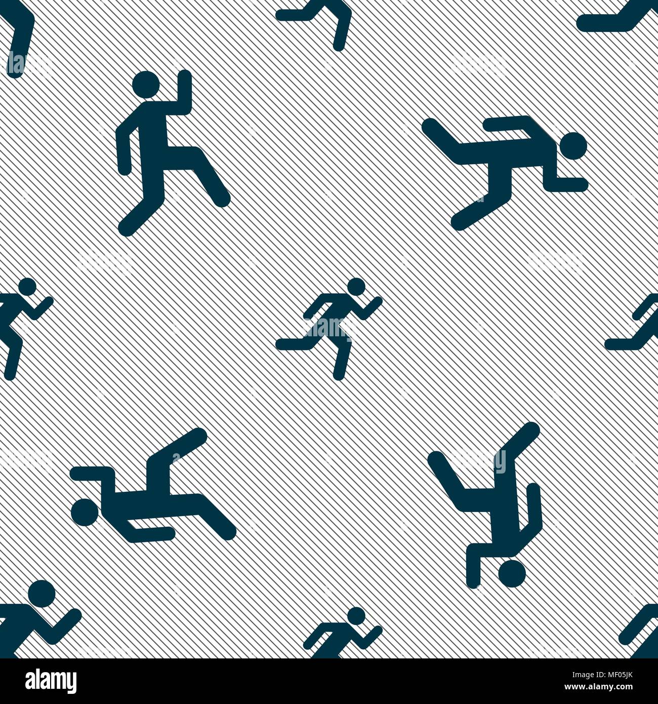 running man icon sign. Seamless pattern with geometric texture. Vector ...