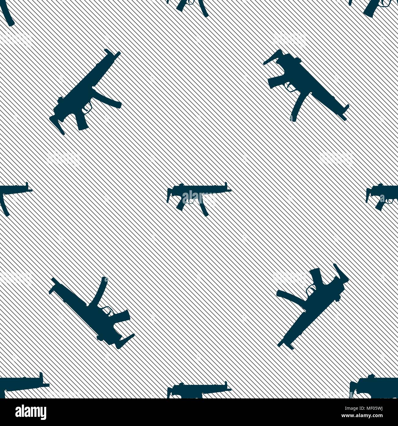 machine gun icon sign. Seamless pattern with geometric texture. Vector ...
