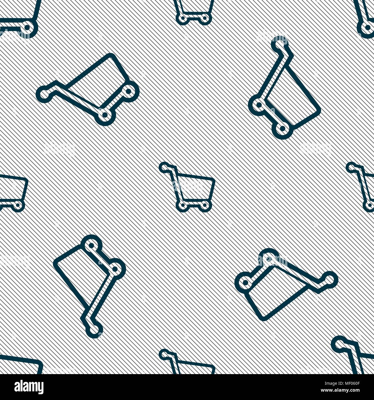 Shopping cart icon sign. Seamless pattern with geometric texture ...