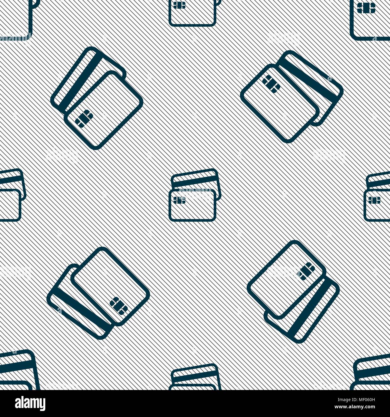 Credit card icon sign. Seamless pattern with geometric texture. Vector ...