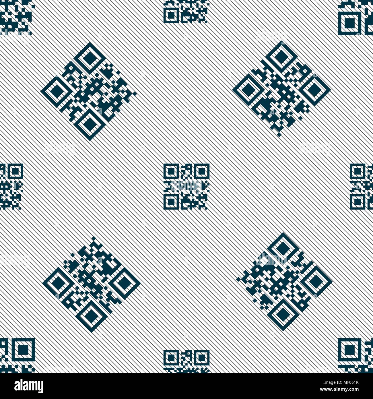 Qr code icon sign. Seamless pattern with geometric texture. Vector ...