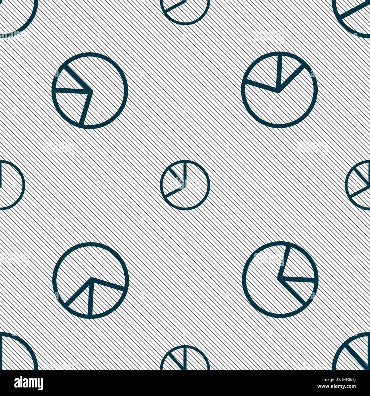 Pie chart graph icon sign. Seamless pattern with geometric texture ...