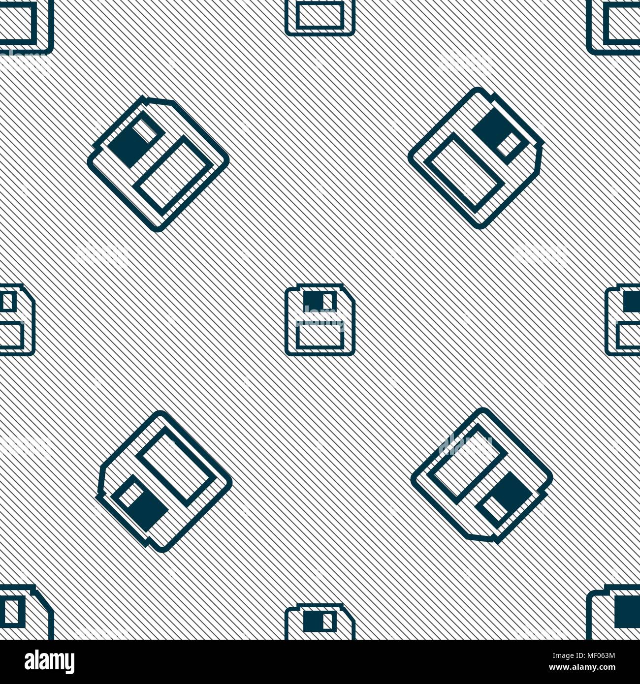 floppy disk icon sign. Seamless pattern with geometric texture. Vector ...