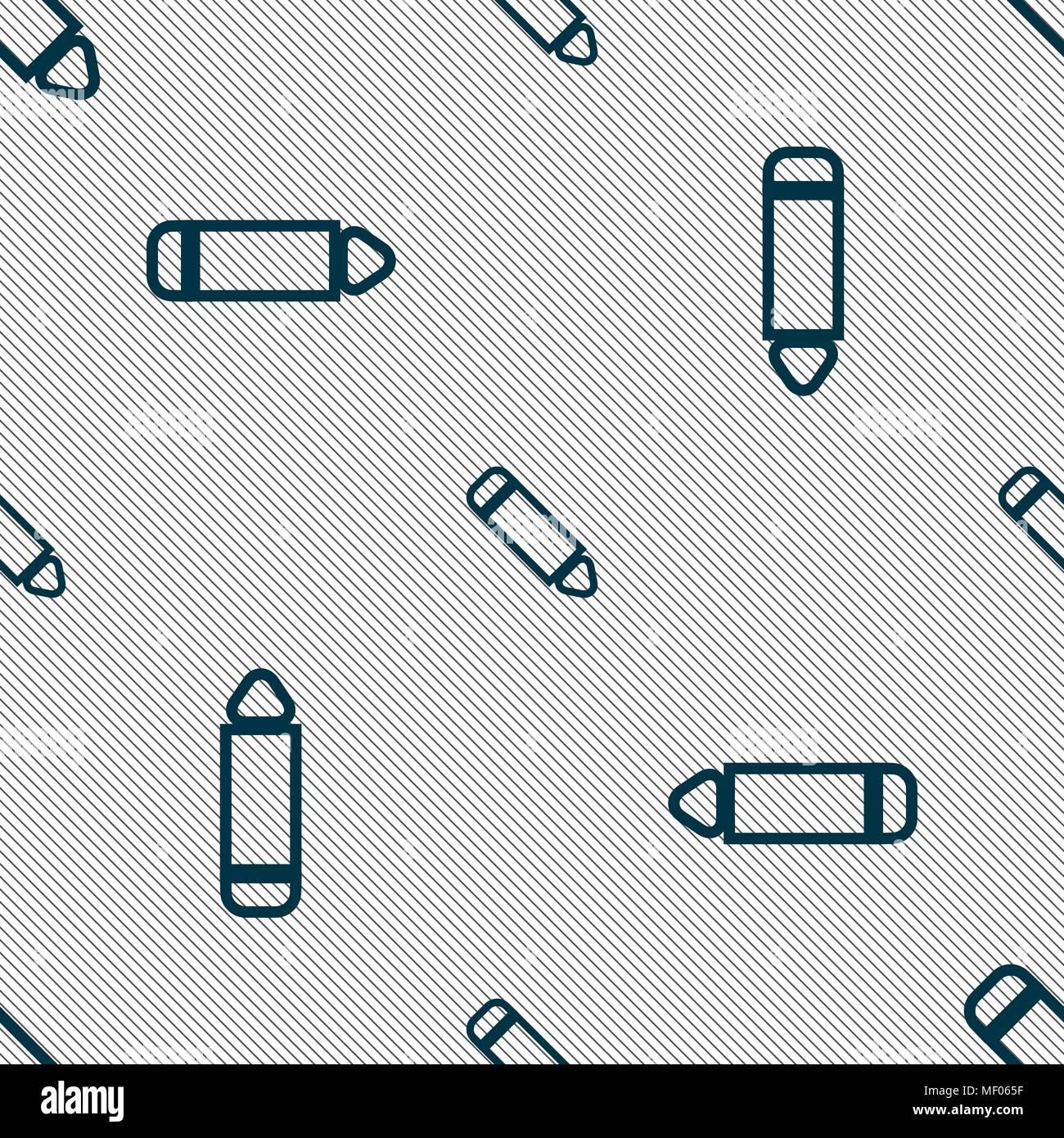 Pen icon sign. Seamless pattern with geometric texture. Vector ...