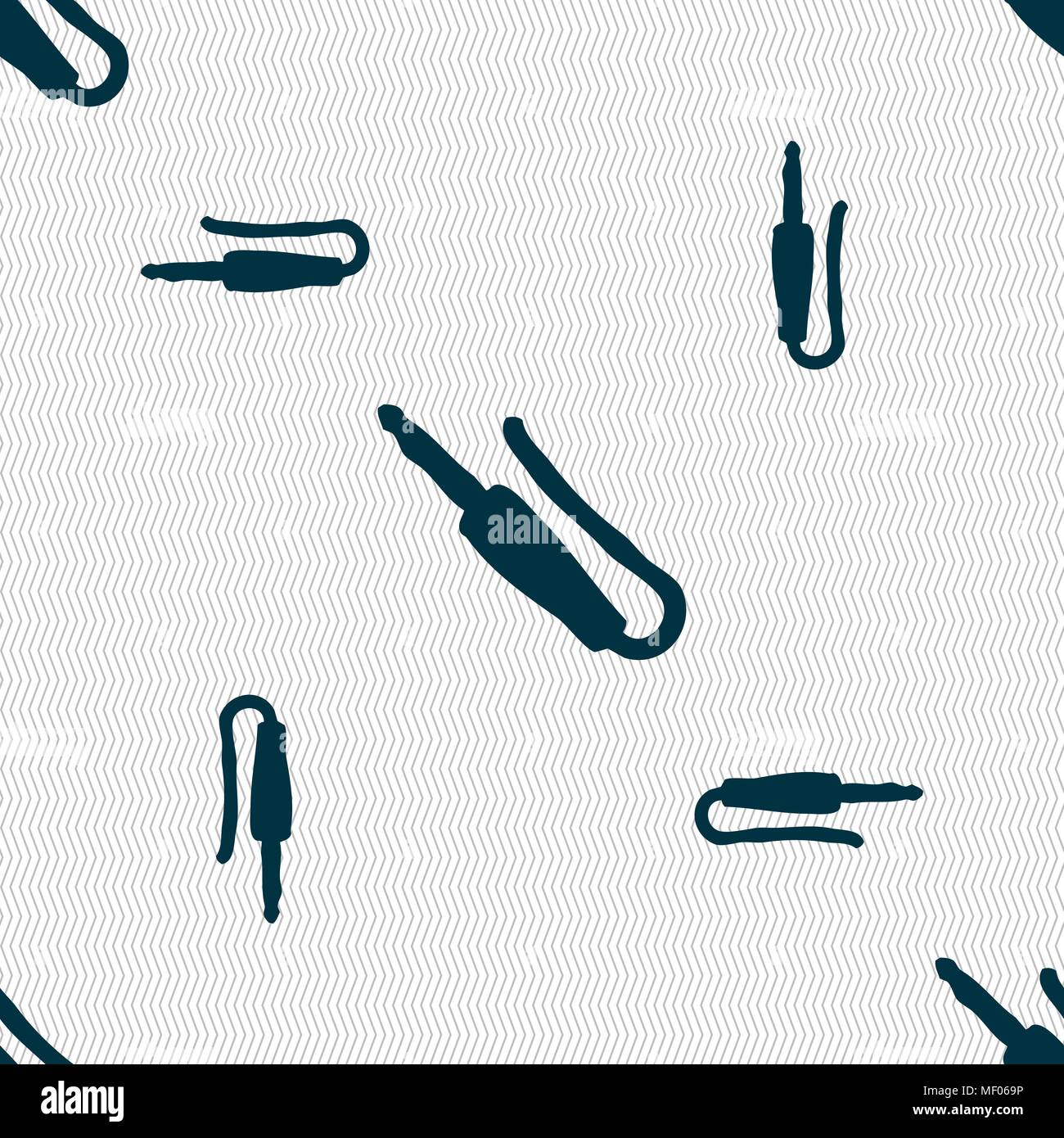 plug, mini jack icon sign. Seamless pattern with geometric texture ...