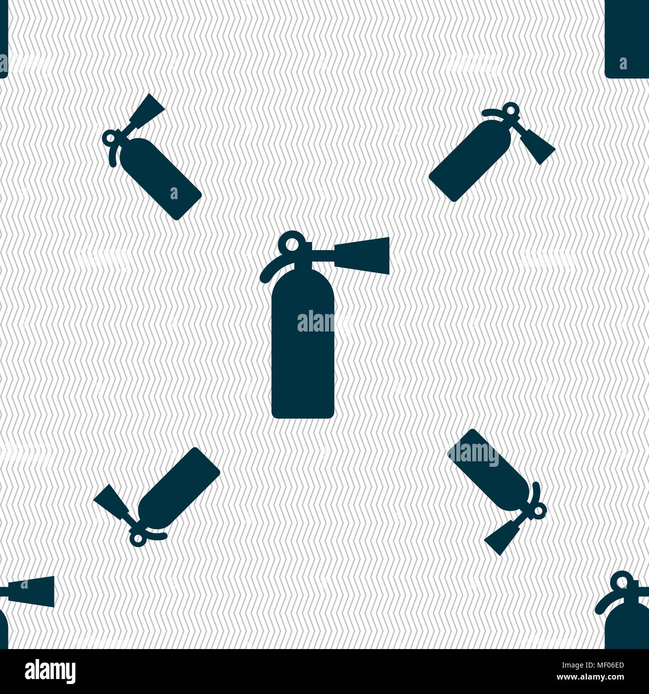 fire extinguisher icon sign. Seamless pattern with geometric texture ...