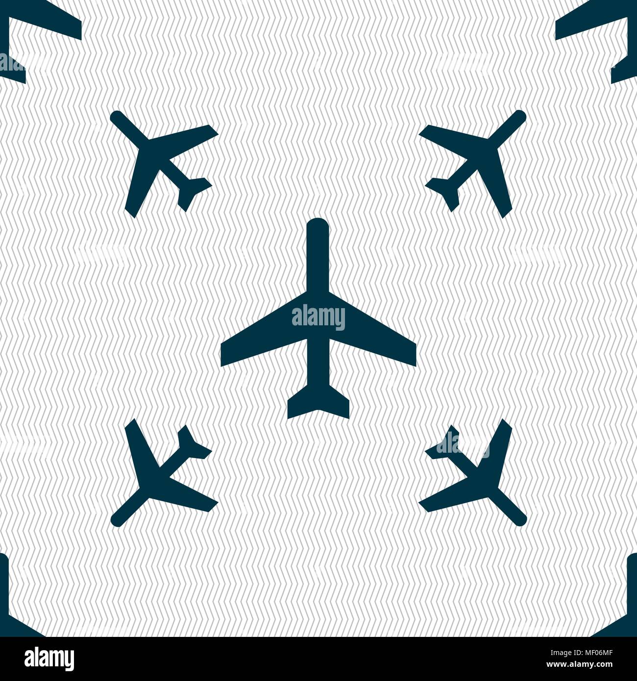 airplane icon sign. Seamless pattern with geometric texture. Vector ...