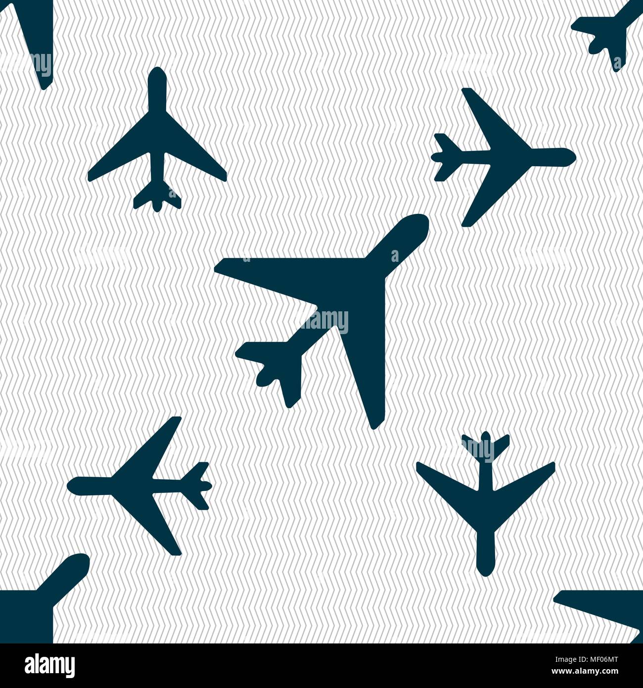airplane icon sign. Seamless pattern with geometric texture. Vector ...
