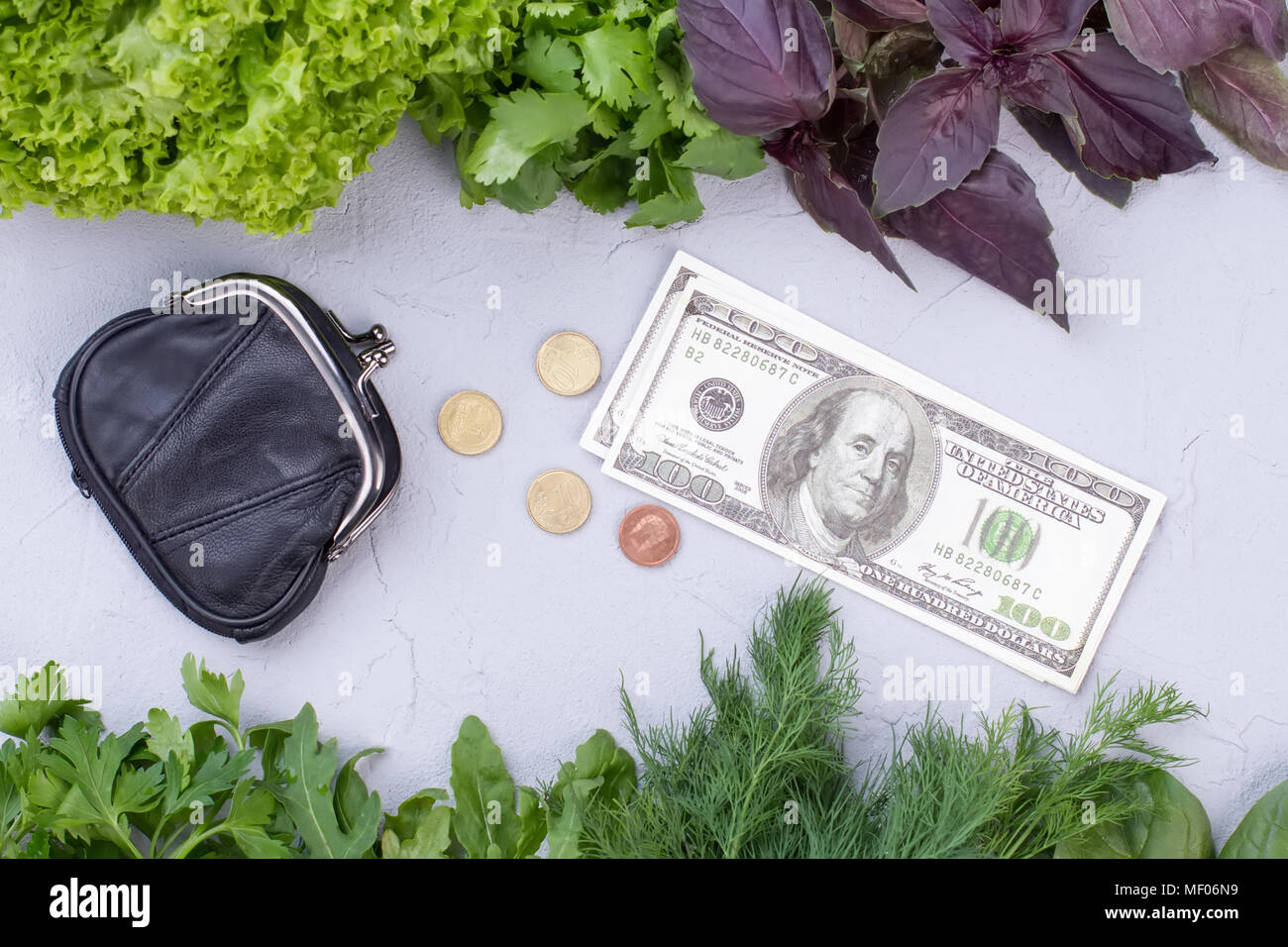 Fresh organic vegetables and money Stock Photo - Alamy