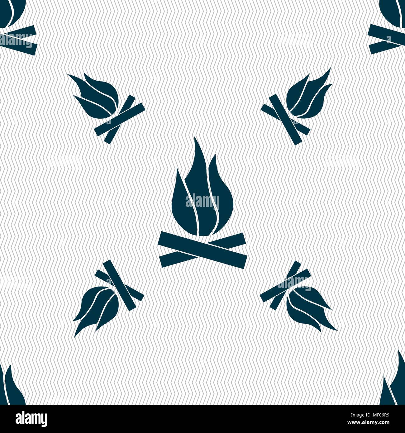 A fire icon sign. Seamless pattern with geometric texture. Vector ...